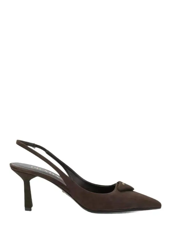 Prada Slingback Suede Pumps - Brown