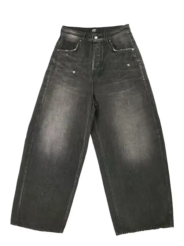 HTC LOS ANGELES Faded-effect Wide-leg Jeans - Grey