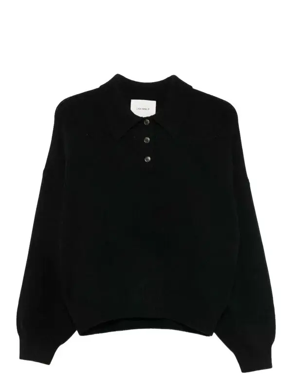 LISA YANG Etta Button-up Polo Shirt - Black