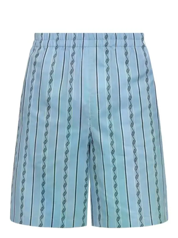 Versace Greca-pattern Striped Shorts - Blue