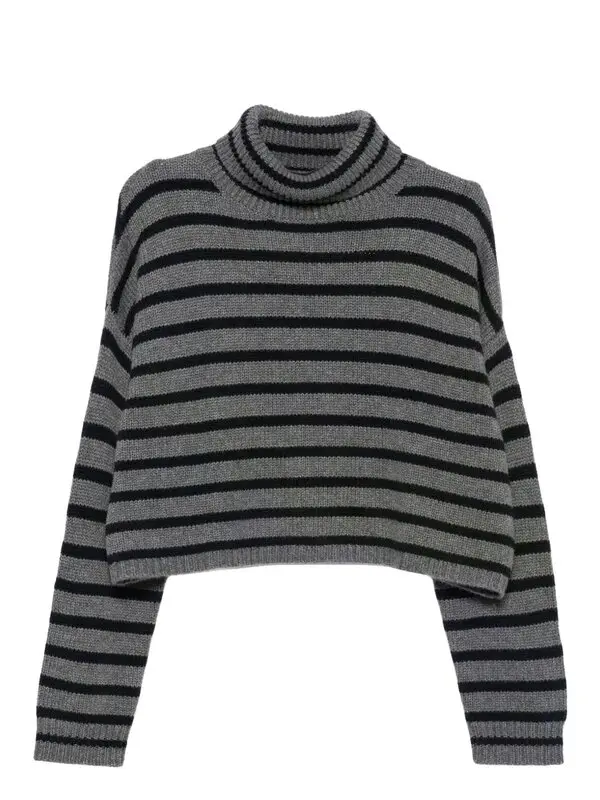 LISA YANG Zerlina Striped Roll-neck Jumper - Grey