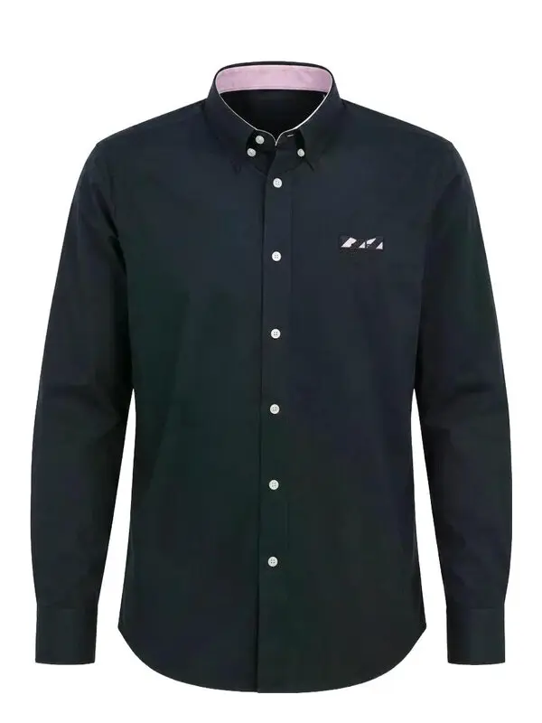 EDEN PARK Button-down Logo-patch Shirt - Blue