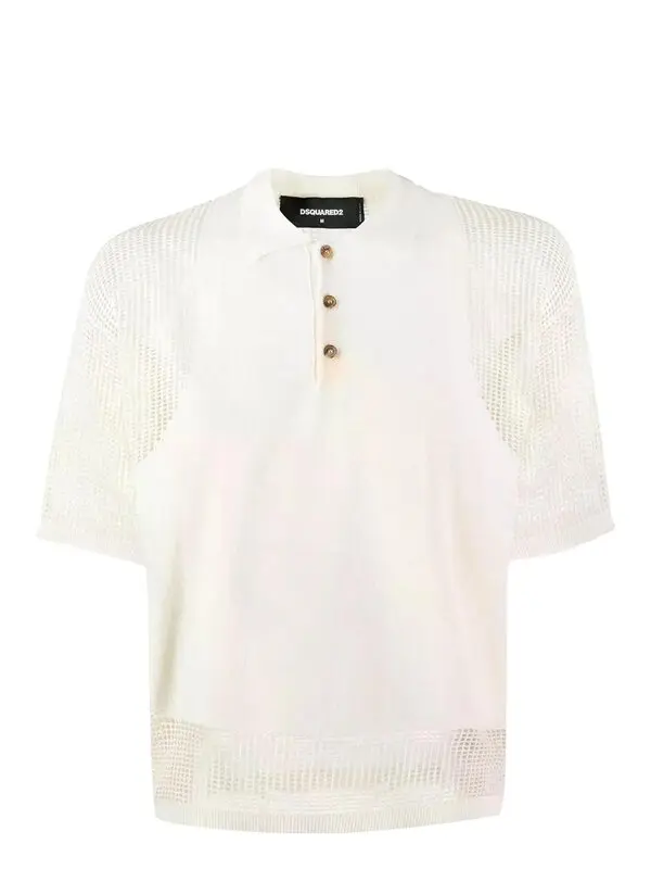 Dsquared2 Mesh-insert Short Sleeved Polo Shirt - Neutrals