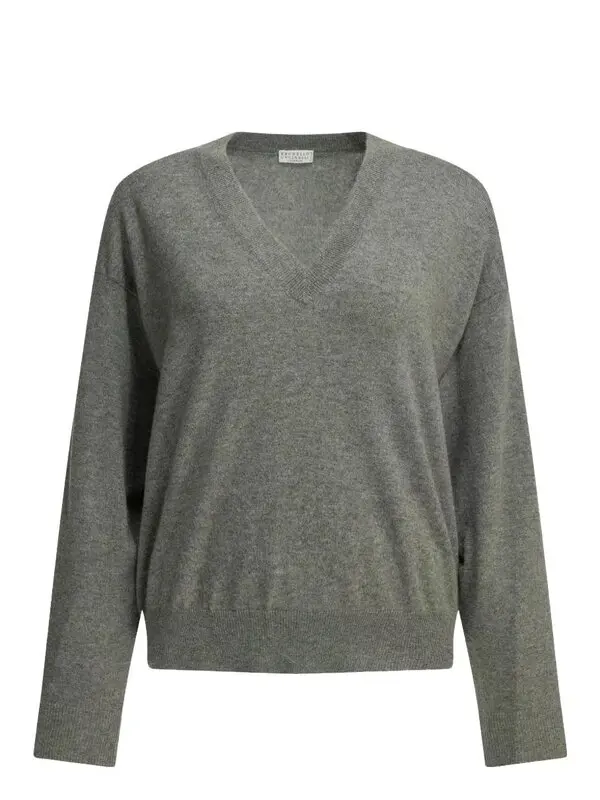 Brunello Cucinelli V-neck Cashmere Sweater - Grey
