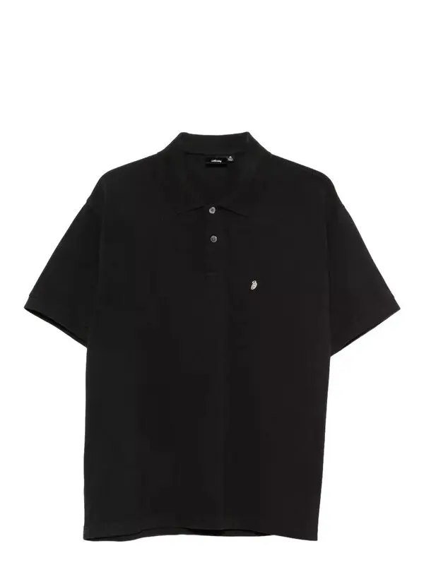 StÜssy Logo-embroidered Polo Shirt - Black