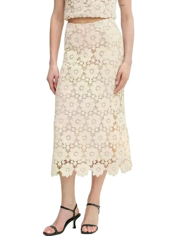 Bardot Veneta Crochet Floral-pattern Midi Skirt - Neutrals