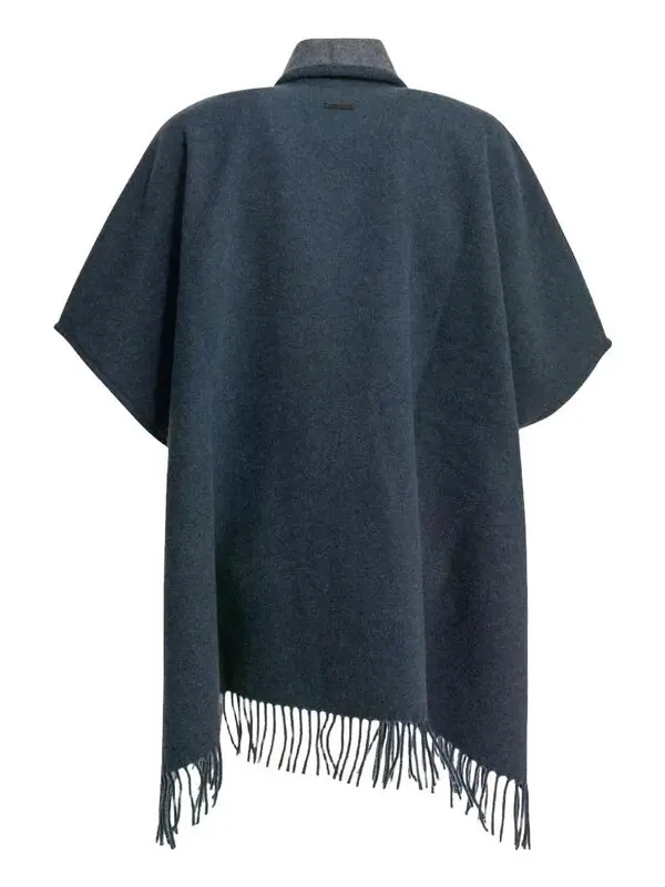 FERRAGAMO Fringed-hem Cape - Blue