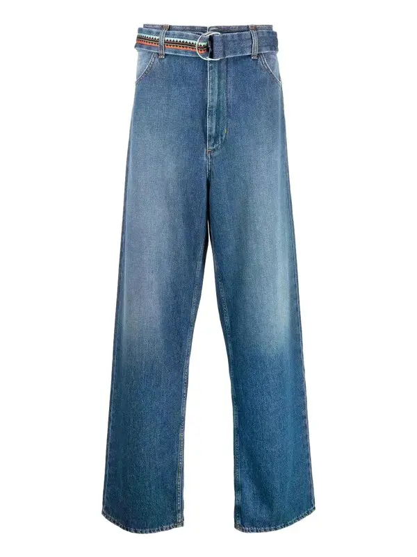 COUNTY OF MILAN Belted Wide-leg Jeans - Blue