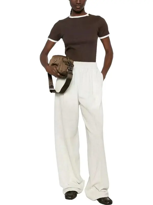 Prada Ribbed-knit Ringer T-shirt - Brown