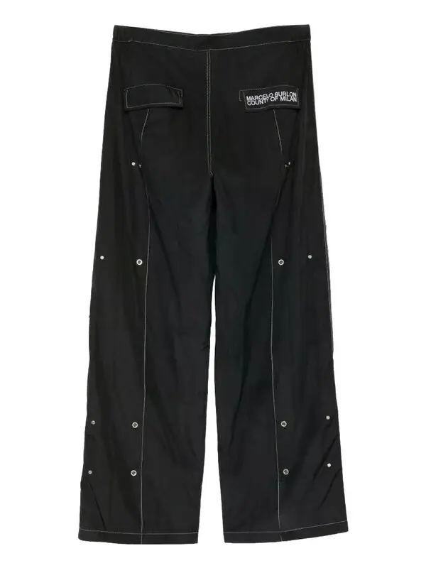 COUNTY OF MILAN Wide Leg Snap Trousers - Black