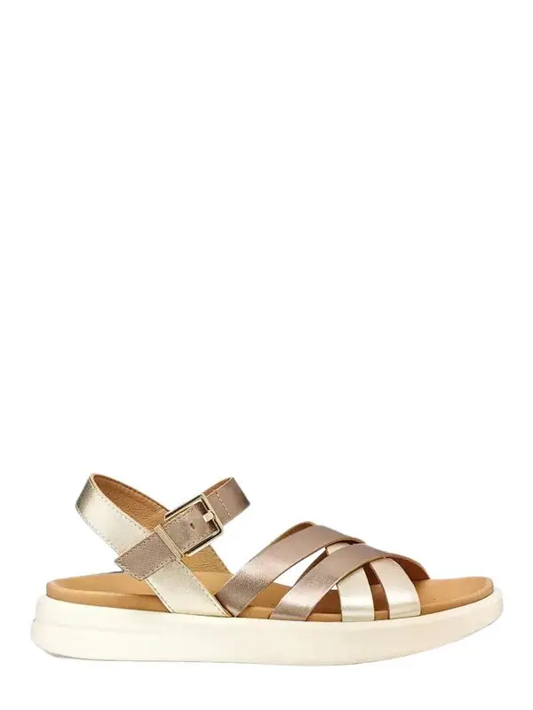 Geox Xand 2s Metallic-finish Crossover-strap Sandals - Neutrals