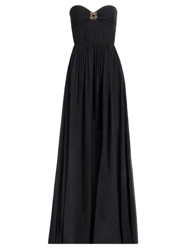 Elie Saab Strapless Ruched Maxi Dress - Blue