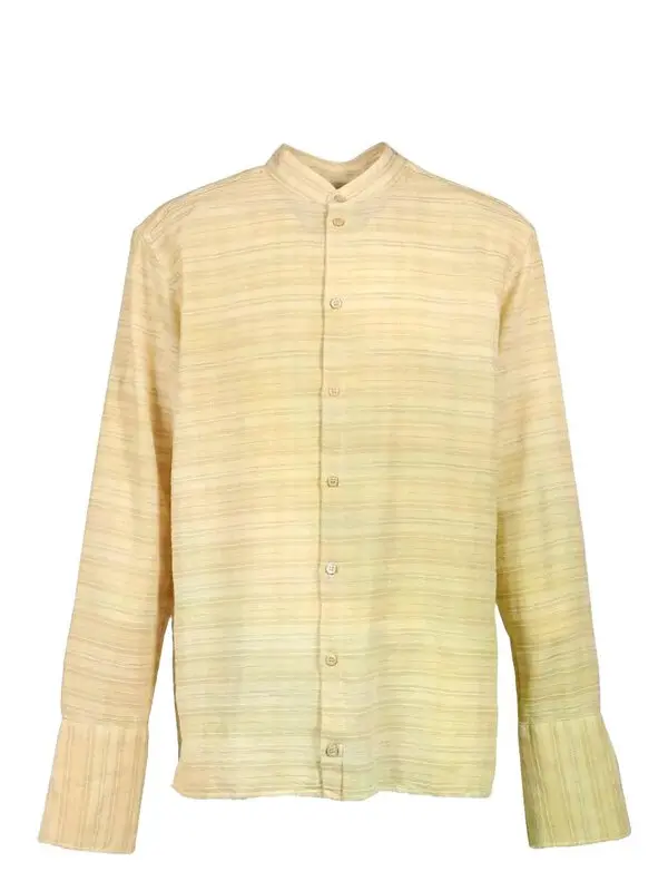 424 Striped Band-collar Shirt - Yellow