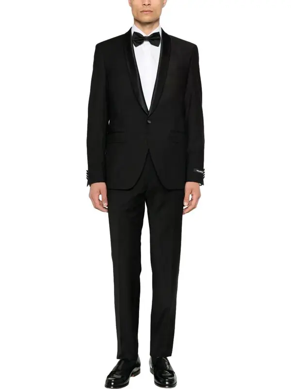 Karl Lagerfeld Satin-trim Buttoned Blazer - Black