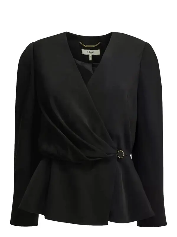 Chloé Draped Peplum Top - Black