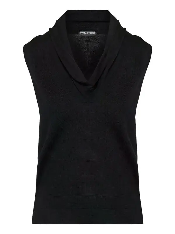 TOM FORD Cowl-neck Sleeveless Top - Black