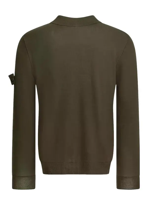 Stone Island Logo-patch Polo-collar Sweater - Green