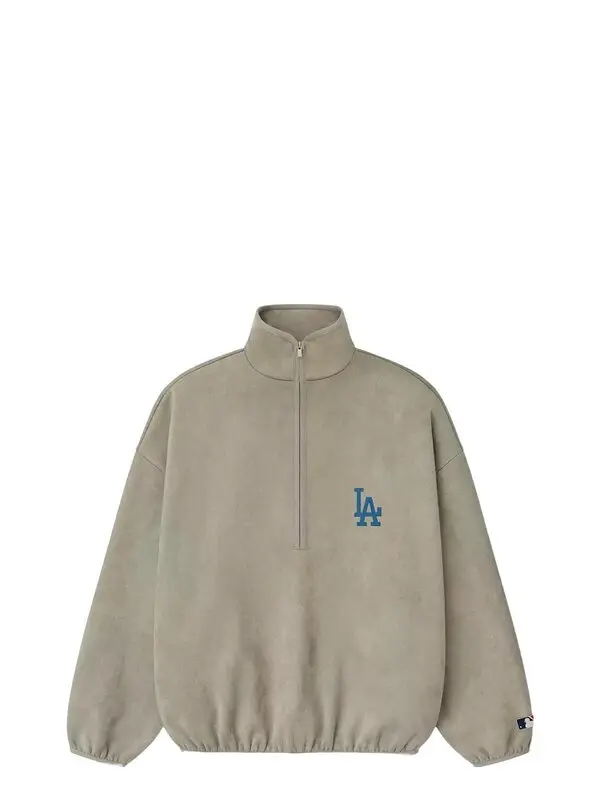 Fear Of God Dodgers Logo-embroidered Half-zip Sweatshirt - Neutrals