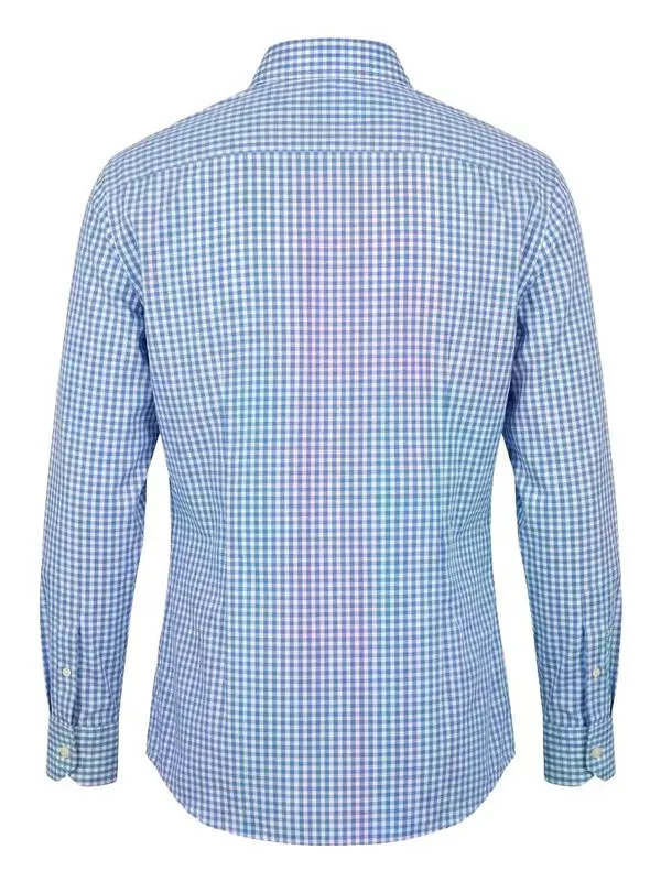 XACUS Gingham-check Long-sleeve Shirt - Blue