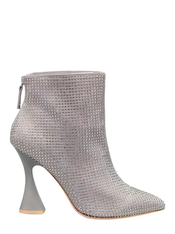 KAT MACONIE Crystal Embellished Pointed Toe Ankle Boots - Silver