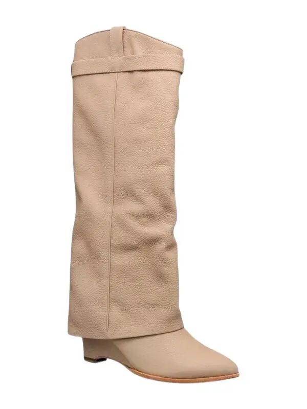 KAT MACONIE Pointed-toe Leather Boots With Wedge Heel - Brown