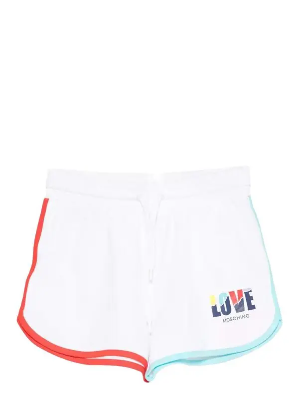 Moschino Logo-print Contrast-trim Shorts - White