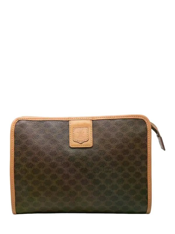 Celine 2012 Macadam Coated Canvas Clutch Bag - Brown