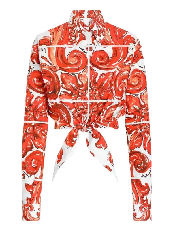 Dolce & Gabbana Majolica-print Tie-front Shirt - Red