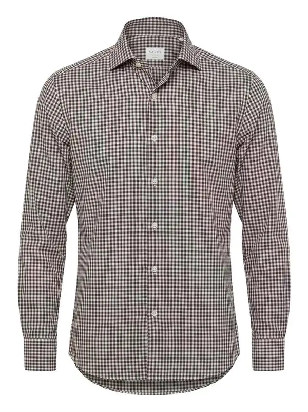 XACUS Gingham-check Cotton Shirt - Brown