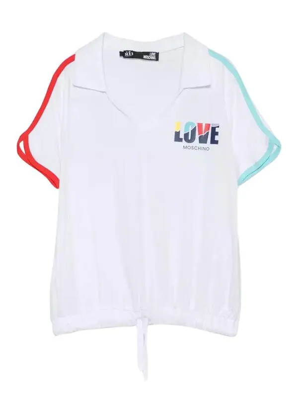 Moschino Logo-print Drawstring-hem Polo Shirt - White