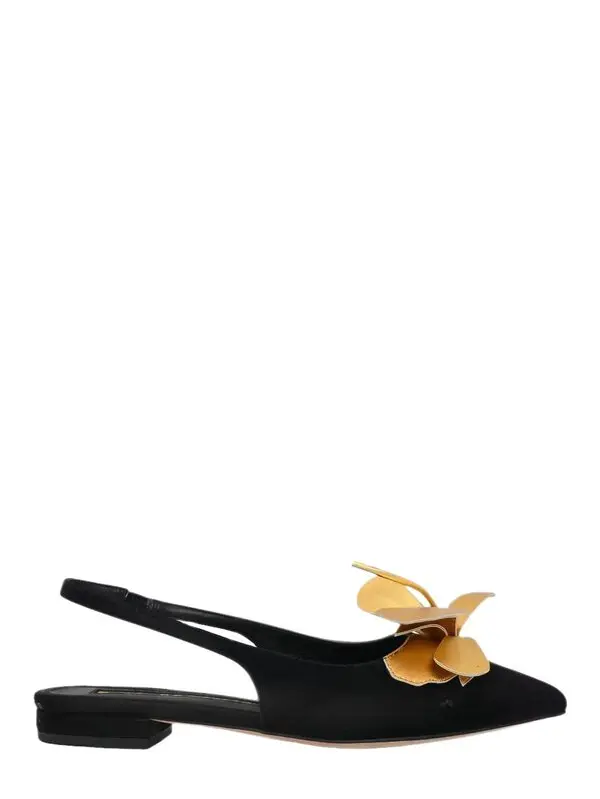 KAT MACONIE Nelli Floral Detail Ballet Flats - Black
