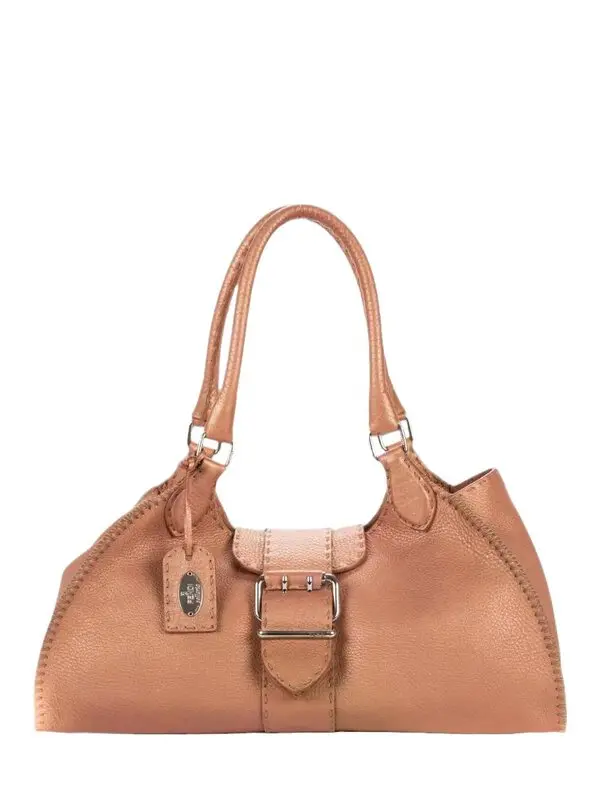 Fendi Selleria Buckle Shoulder Bag - Neutrals