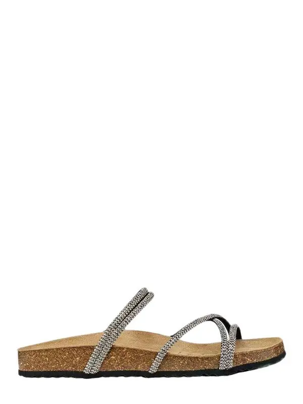Geox Brionia R Crystal-embellished Strappy Slides - Silver