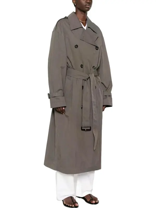 TOTEME Crisp Double-breasted Belted Trench Coat - Grey