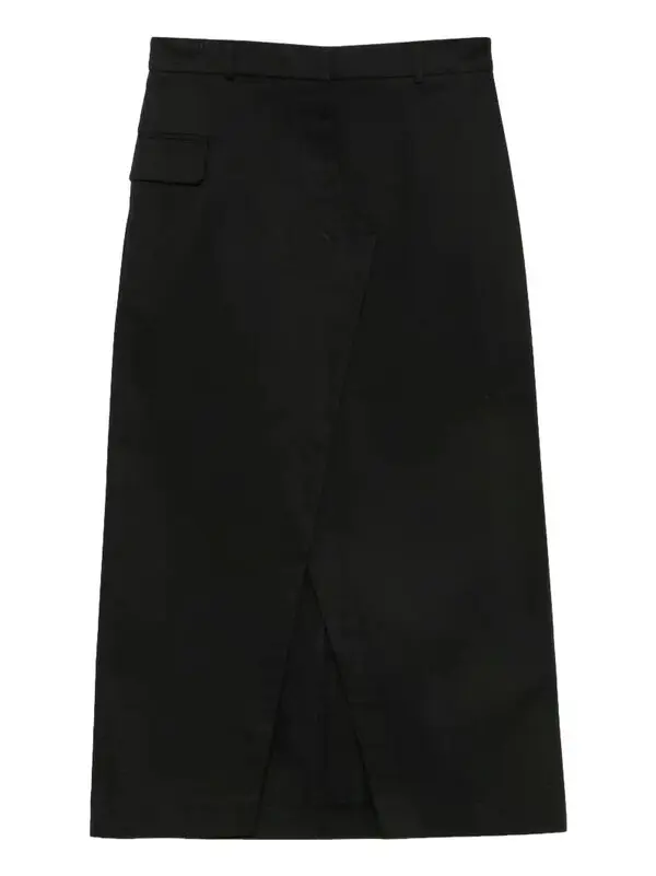Liviana Conti Pocket Front-slit Midi Skirt - Black