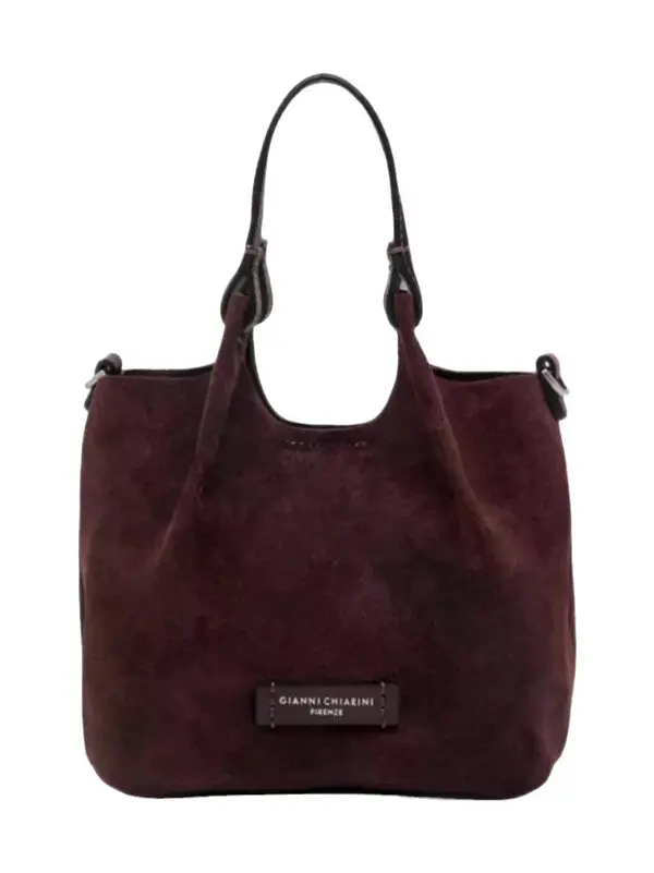 GIANNI CHIARINI Dua Suede Logo-patch Tote Bag - Red