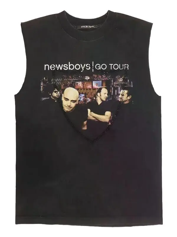 HTC LOS ANGELES Newsboys-print Studded Tank Top - Black