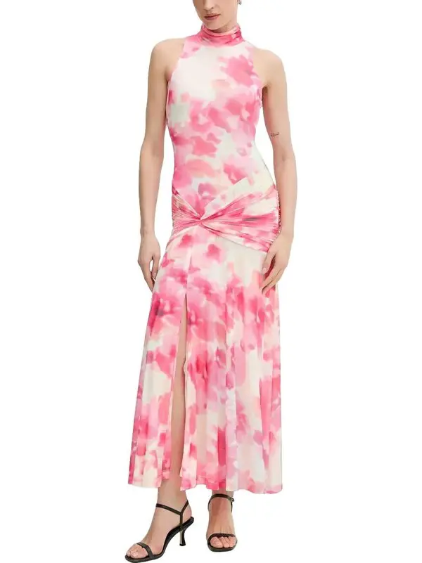 Bardot Tie-dye Ruched Maxi Dress - Pink
