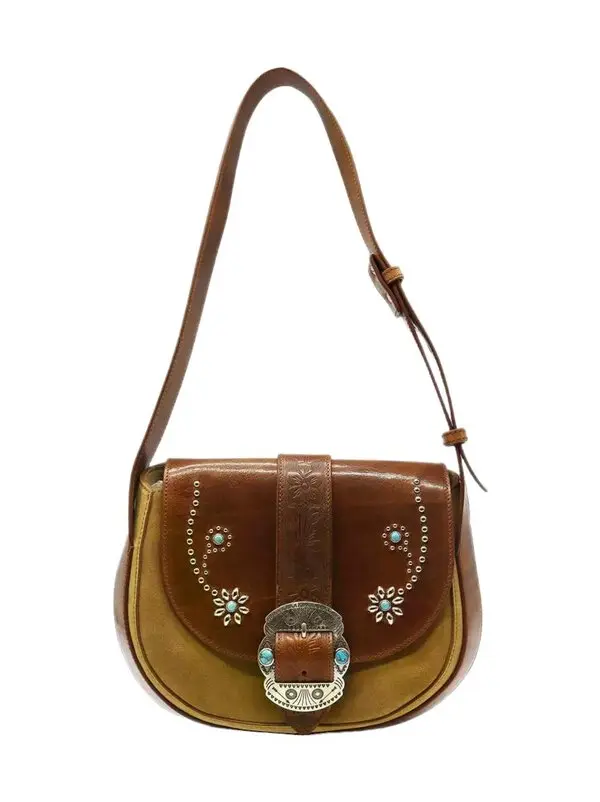 HTC LOS ANGELES Joan Flower-studded Leather Shoulder Bag - Brown