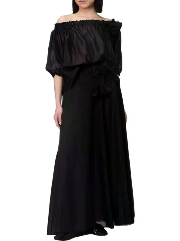 HANITA Floral-detail Long Skirt - Black
