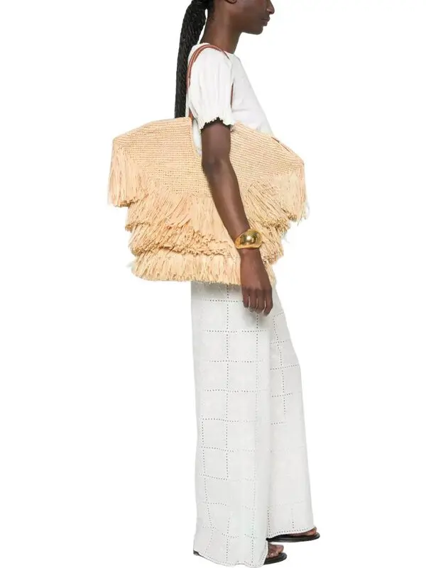 Zimmermann Medium Goldentime Fringed Tote Bag - Neutrals