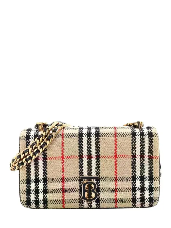 Burberry Lola Vintage Check Tweed Small Shoulder Bag - Neutrals