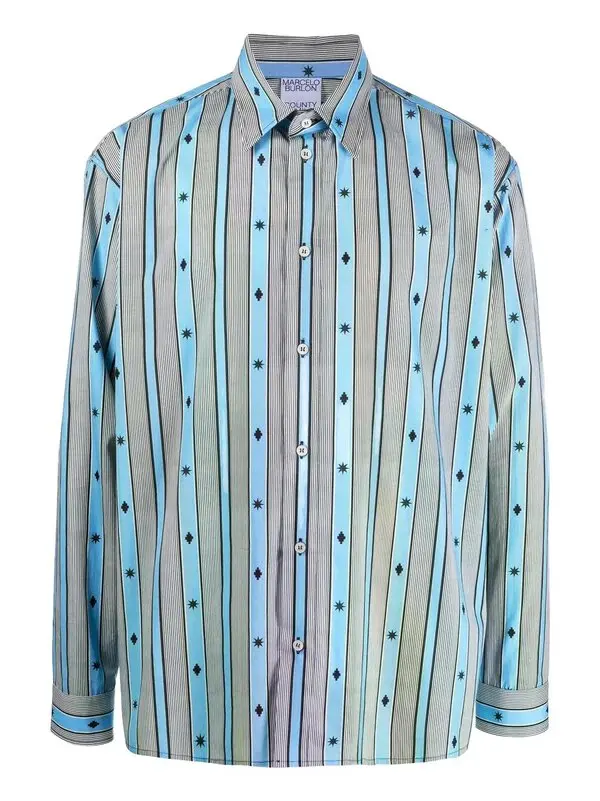COUNTY OF MILAN Striped Button-up Shirt - Blue