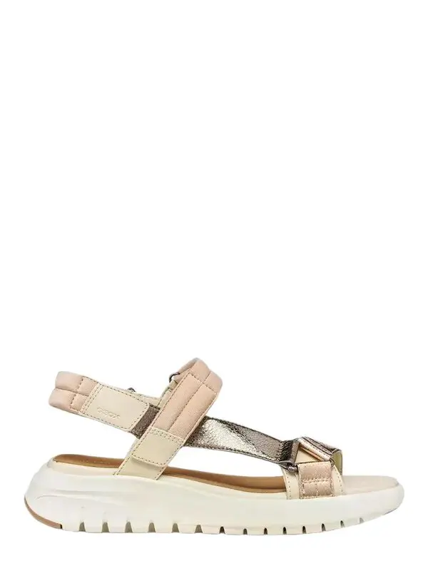 Geox Flextride S Metallic-finish Touch-strap Sandals - Neutrals