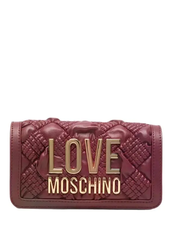 Moschino Quilted Logo-plaque Crossbody Bag - Red