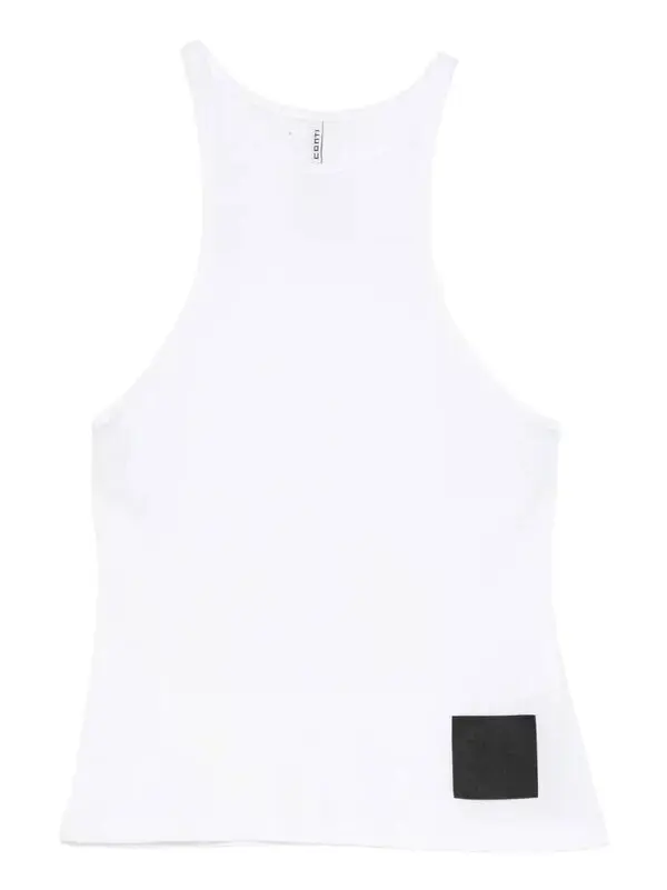 Liviana Conti Ribbed Logo-patch Top - White