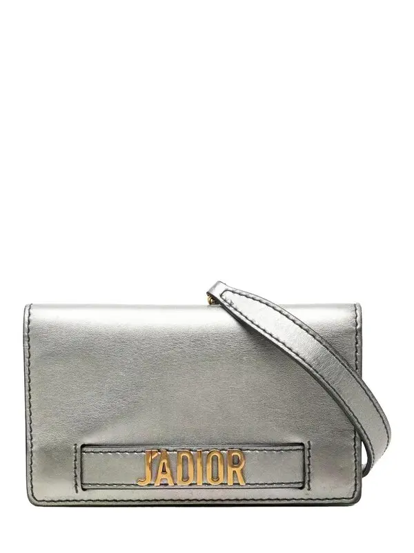Dior 2017 Metallic Calfskin Jadior Clutch With Chain Crossbody Bag - Silver