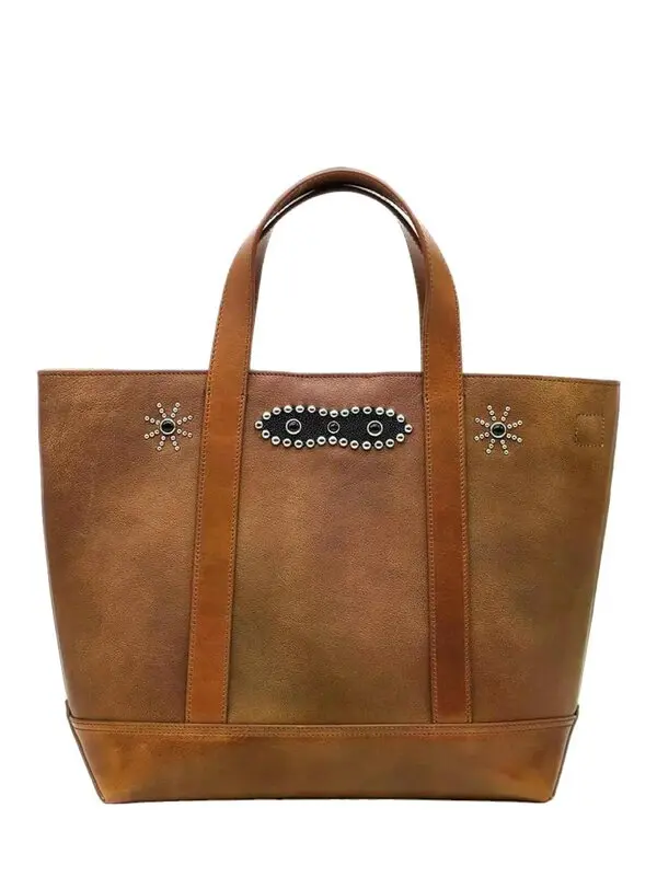 HTC LOS ANGELES Small Stud-embellished Leather Shopper Bag - Brown