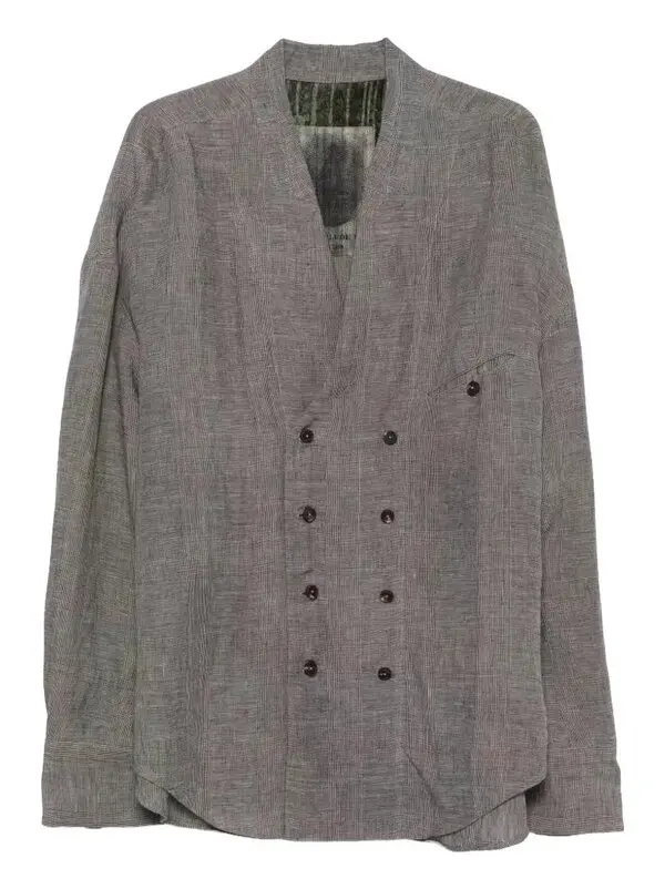 ZIGGY CHEN Prince Of Wales Double-breasted Jacket - Grey