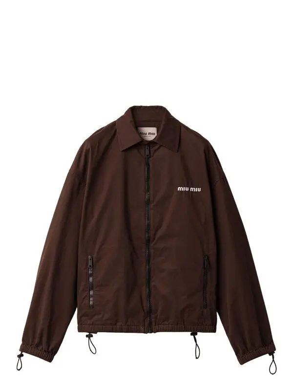 Miu Miu Washed Gabardine Blouson Jacket - Ebony